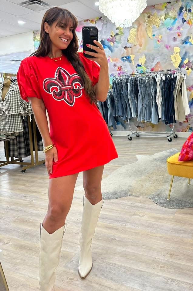 Jordan Amanda Fleur De Lis Red Dress – Shop Shoetique